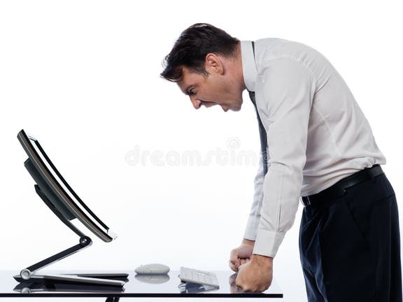 Man Computing Computer Conflict Bug Concept Stock Photo - Image of ...