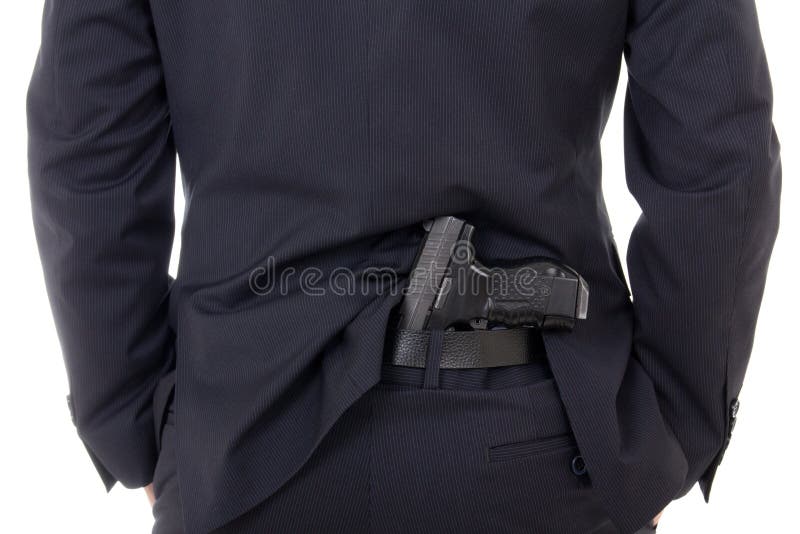 Man Concealing Gun in Pants Behind His Back Isolated on White Stock ...
