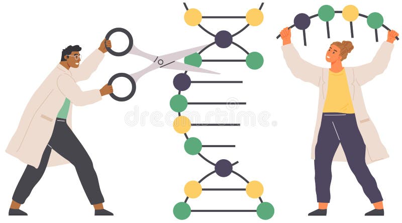 Man Conducting Experiment with Gene Structure. Scientist Modifying DNA ...
