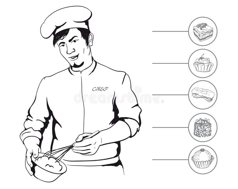 Man Confectioner during Cooking Stock Vector - Illustration of ...