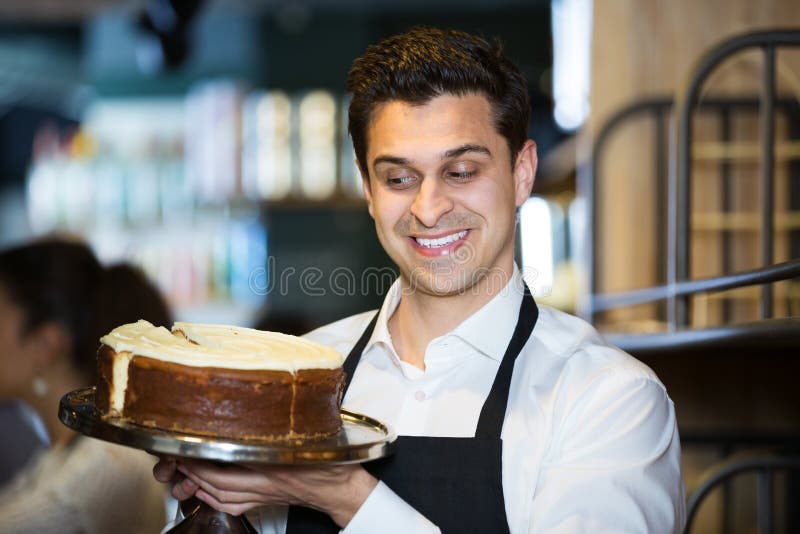 Man Confectioner Holding Delicious Cake Stock Image - Image of ...