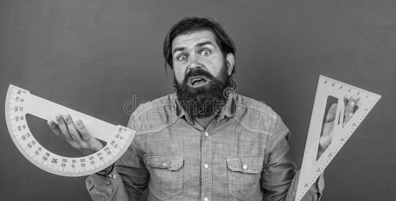 Man Confused with Size Measured on Protractor and Triangle Ruler Math ...