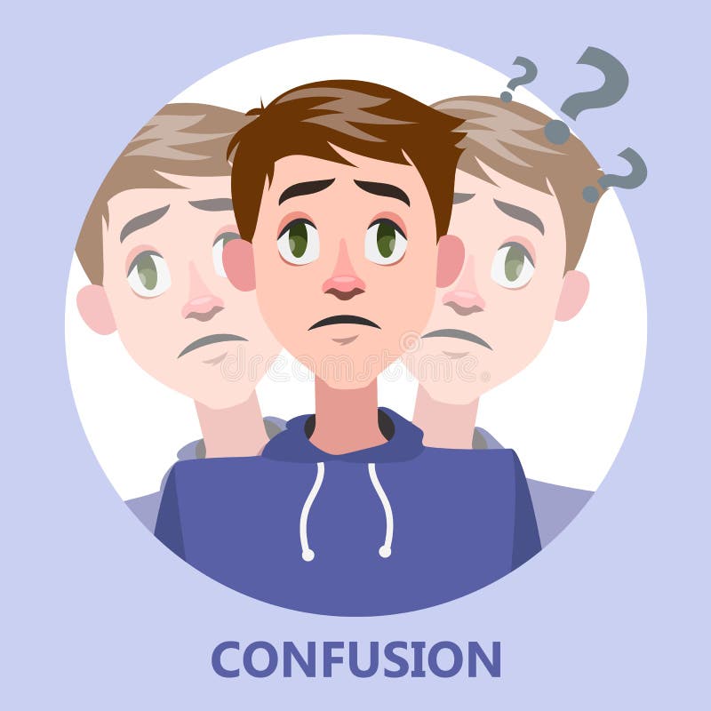 Man in Confusion and Question Mark Around. Stock Vector - Illustration ...