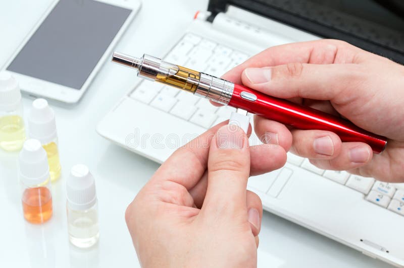 Man Connect Electronic Cigarette To Power Stock Image - Image of ...