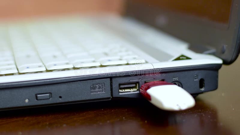 A Man Connect a USB Flash Drive To a Laptop Stock Footage - Video of ...