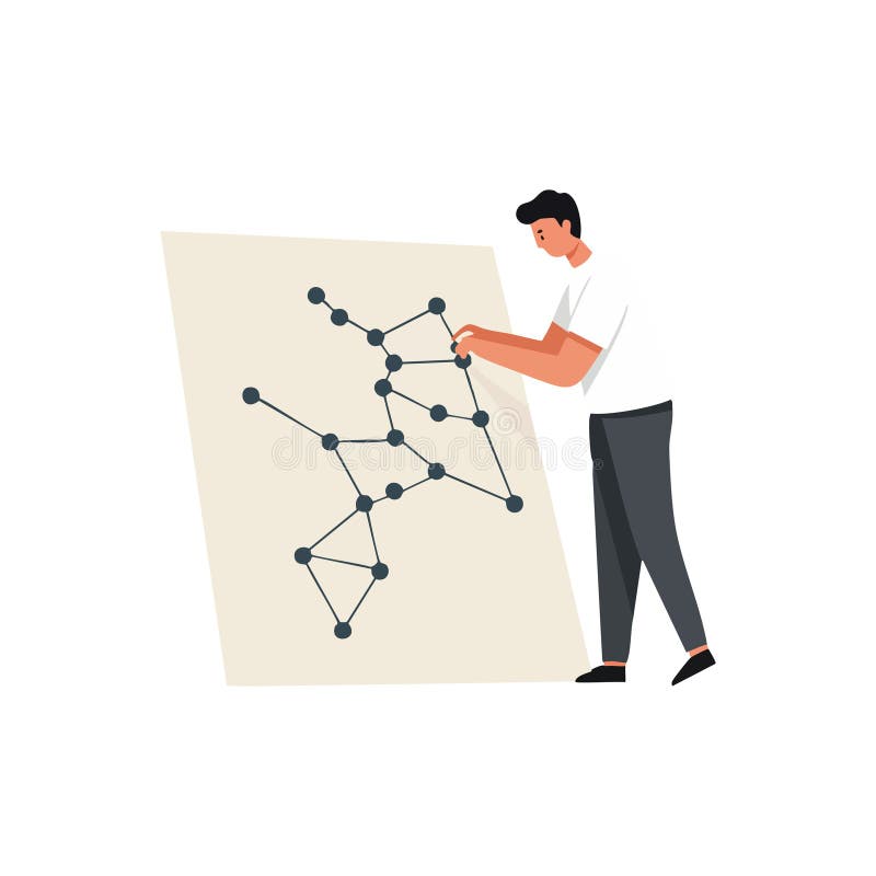 Man Connecting Dots on Large Network Diagram for Data Analysis and ...