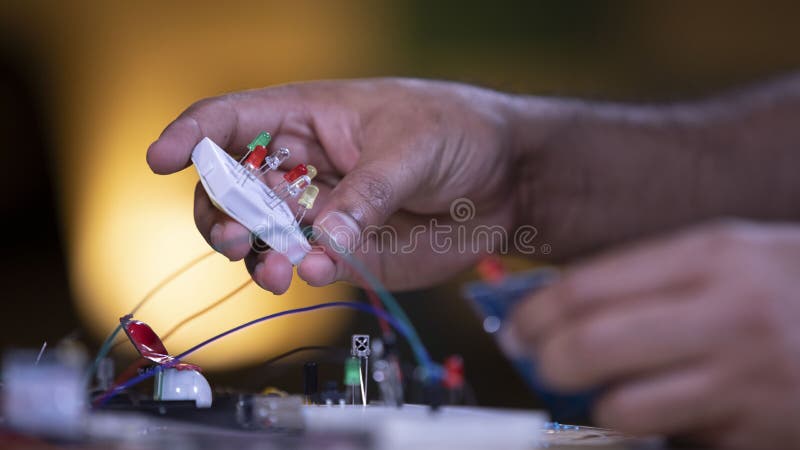 Man Connecting LED on PCB Circuit Stock Image - Image of processor ...