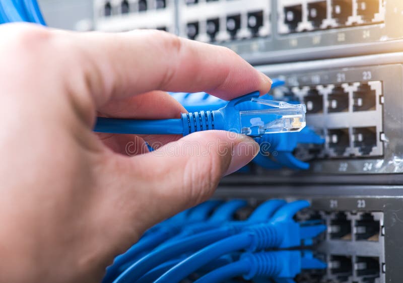 Network cables and hub stock photo. Image of closeup - 17900536