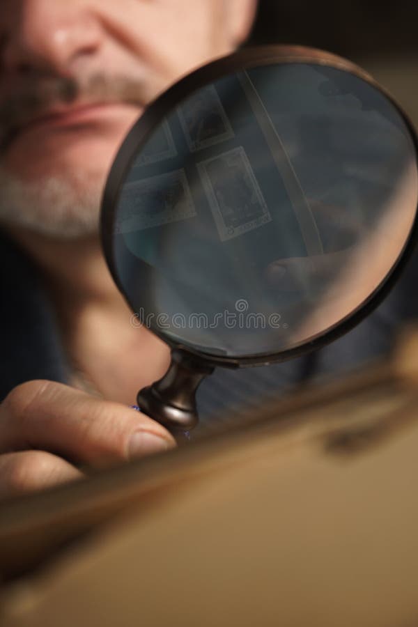 Man Consider Something Trough the Magnifying Glass Stock Image - Image ...