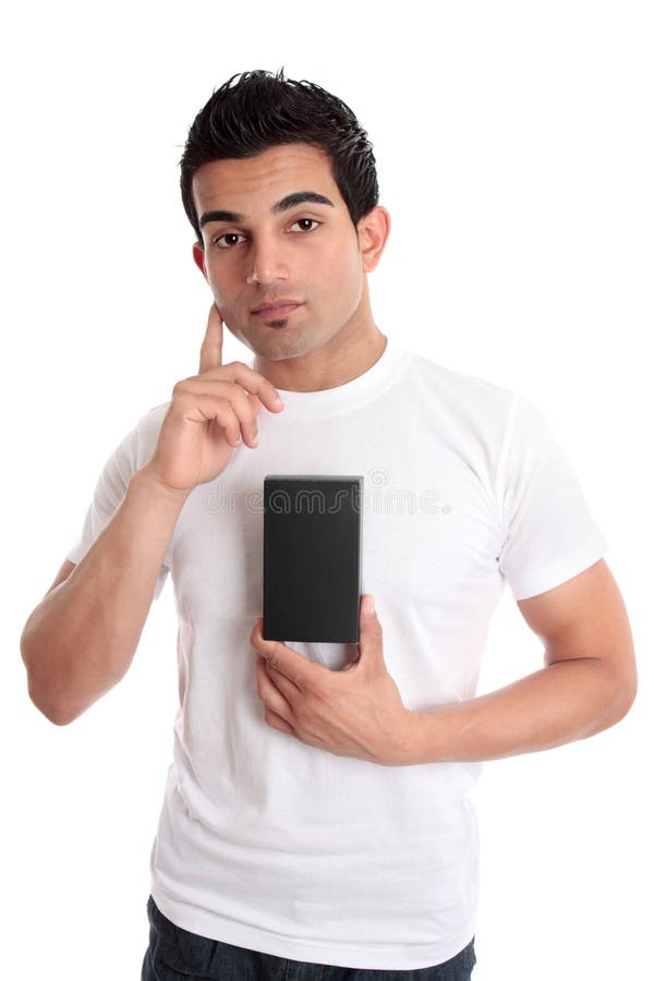Man considering a product stock photo. Image of person - 13255982