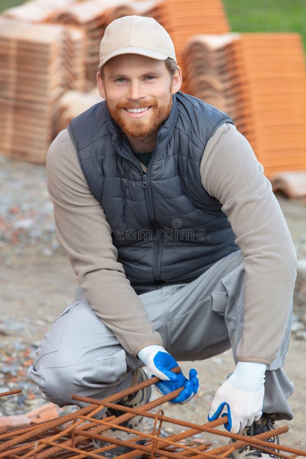 Man Construction Engineer Worker at House Building Site Stock Image ...