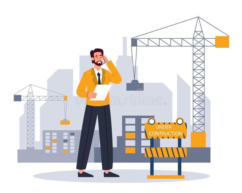 Man at construction stock illustration. Illustration of worker - 269792703