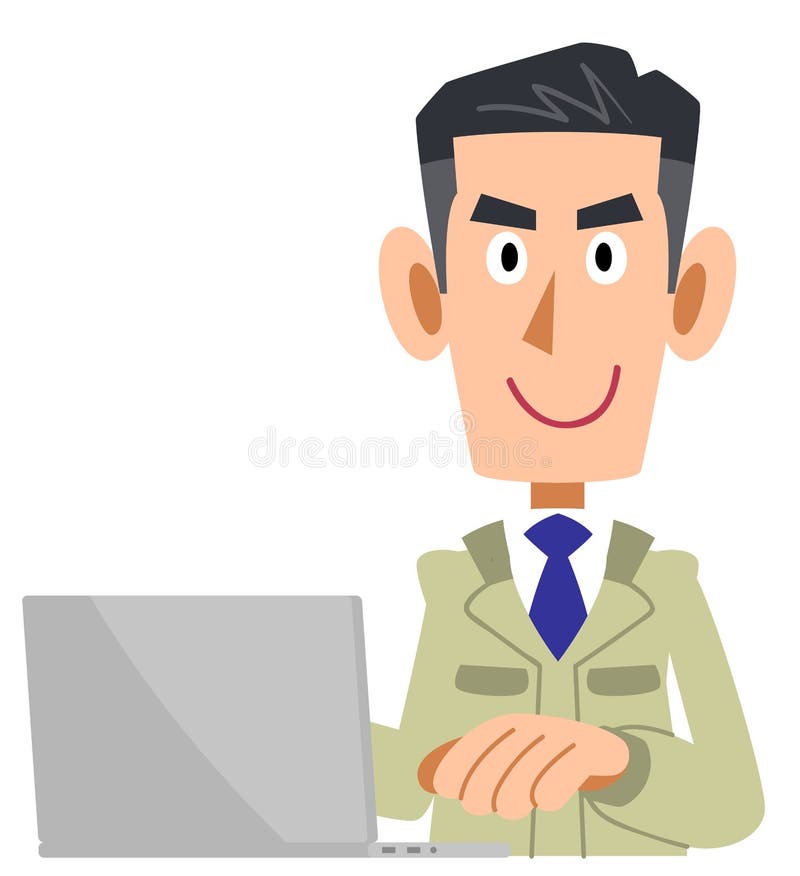 A Man in a Construction Shop Operating a Personal Computer Stock Vector ...