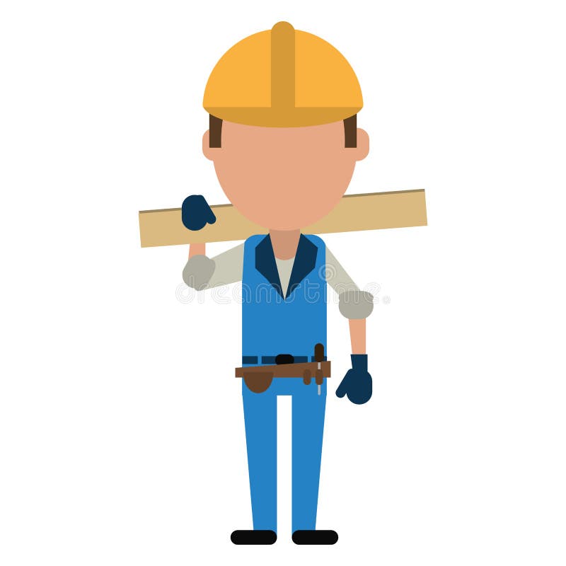 Man Construction Wooden Board and Tool Belt Stock Vector - Illustration ...