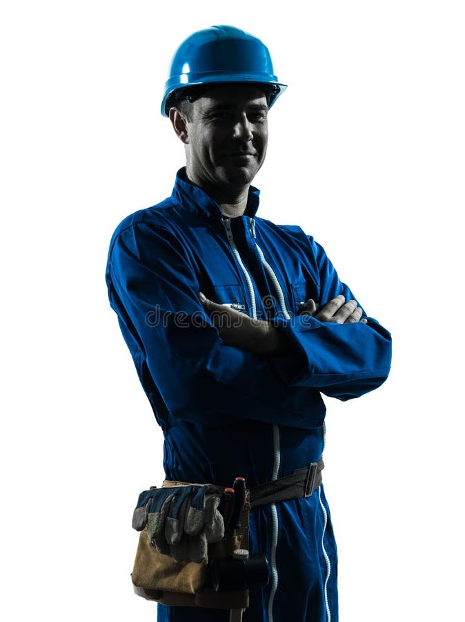 Man Construction Worker Profile Sideview Silhouette Portrait Stock ...