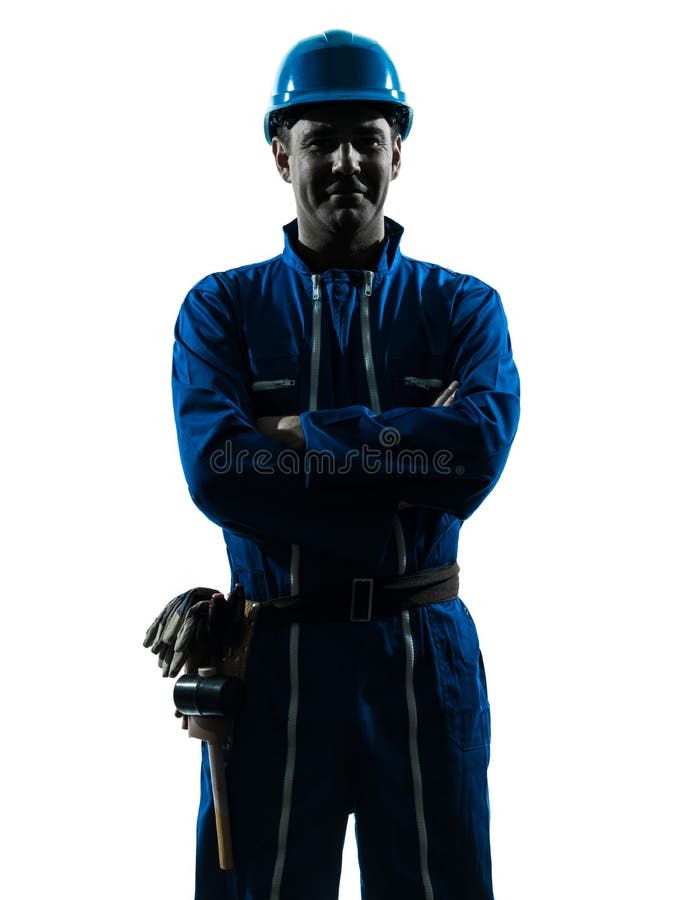 Man Construction Worker Profile Sideview Silhouette Portrait Stock ...