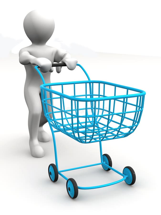Man with consumer basket stock illustration. Illustration of customer ...