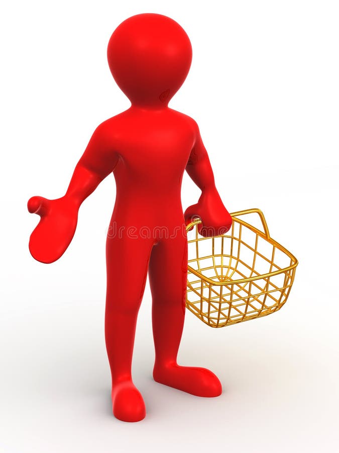 Man with consumer basket stock illustration. Illustration of basket ...