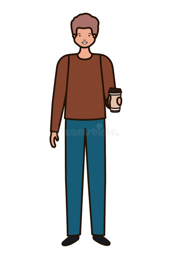 Man with Container Plastic Coffee Avatar Character Stock Vector ...