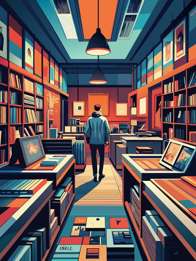 Man Contemplating Art in a Vibrant Modern Gallery Stock Image ...