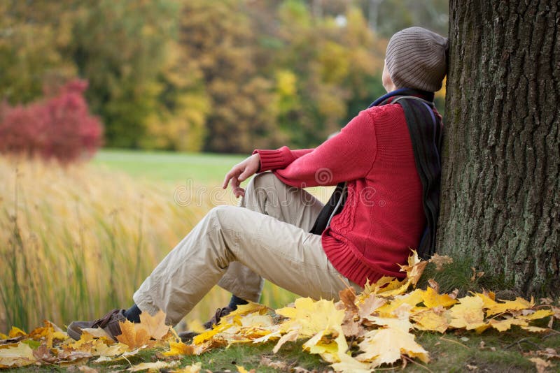Man contemplating stock photo. Image of forest, person - 44500870