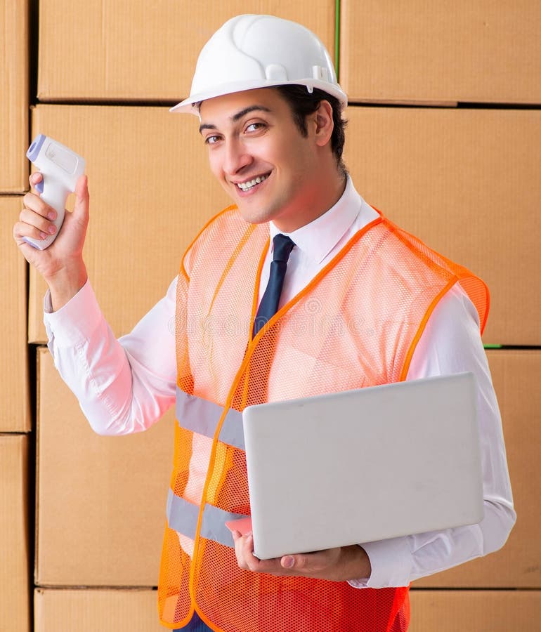 Man Contractor Working in Box Delivery Relocation Service Stock Image ...