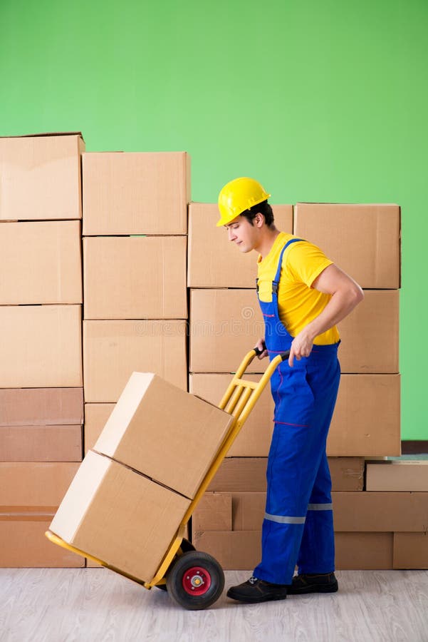 The Man Contractor Working with Boxes Delivery Stock Image - Image of ...