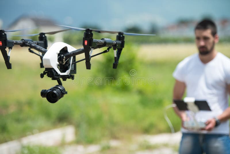 Man Controling a Drone stock image. Image of propeller - 83779857