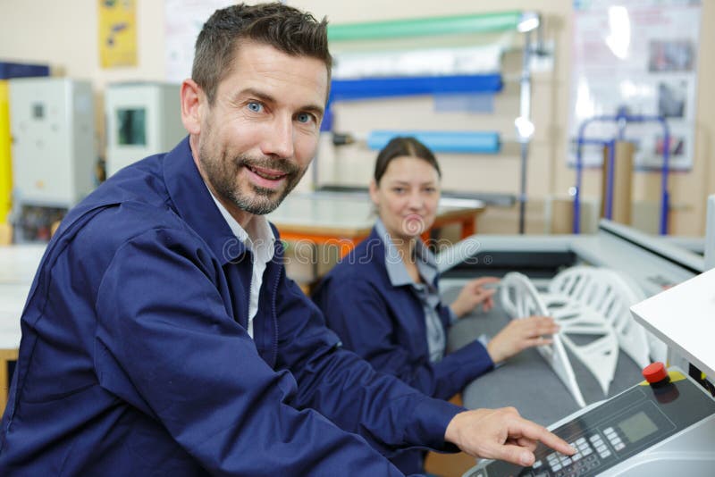 Man Controlling Hydraulic Press Machine for Cutting Steel Stock Image ...