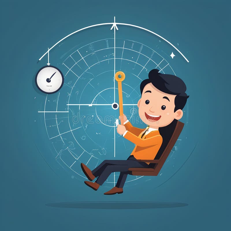 Man Controlling Time with Clock and Handle Illustration Stock ...
