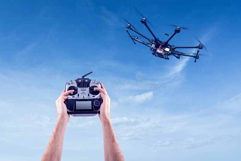Young Man with Quadcopter Drone Stock Photo - Image of propeller, four ...
