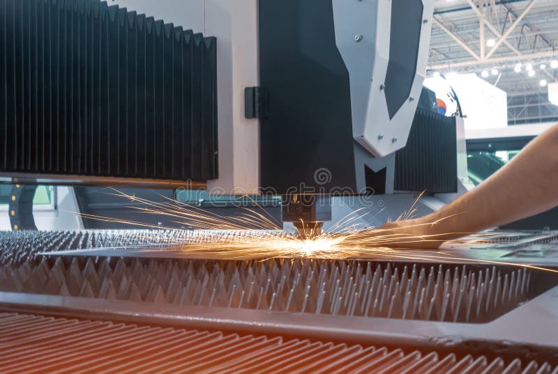 Man Controls Laser Cutting of Metal Stock Image - Image of equipment ...