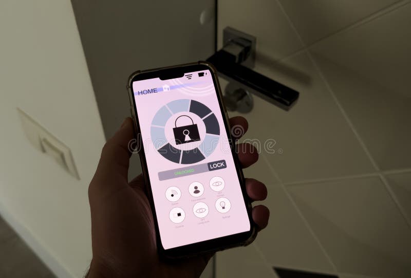 Man Controls Smart Home Devices Using App for Mobile Phone on ...
