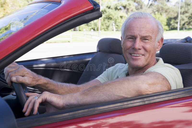 Man in Convertible Car Smiling Stock Photo - Image of smiling ...