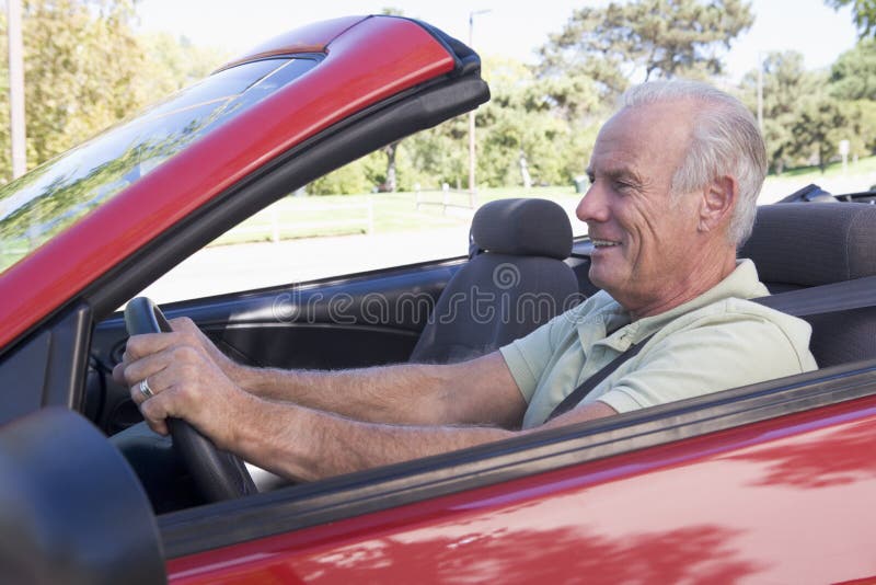 Man in Convertible Car Smiling Stock Photo - Image of motorcar ...