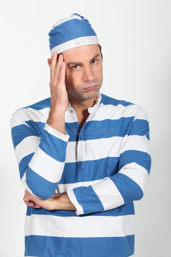 Man in convict costume stock image. Image of exasperated - 23352223