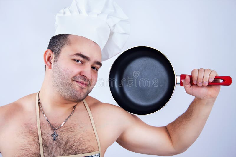 Man with frying pan stock photo. Image of restaurant - 29937364