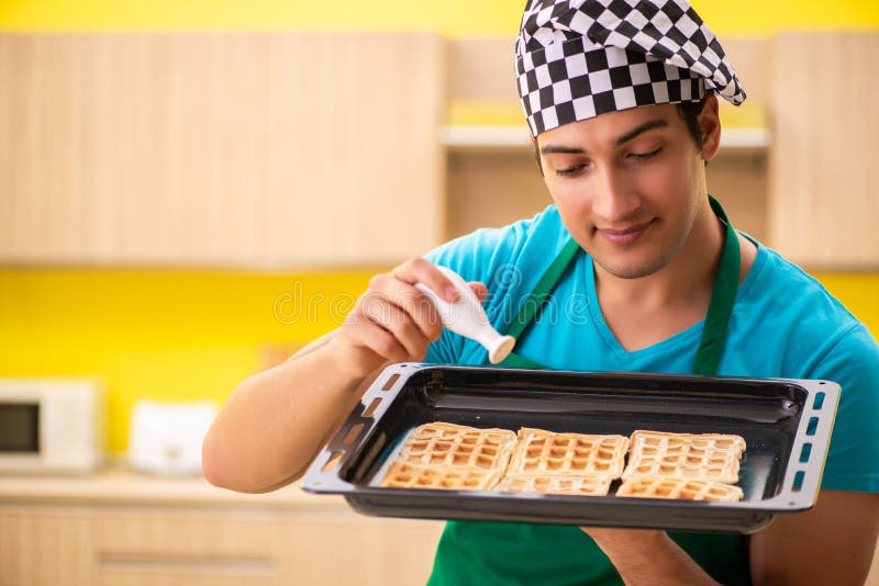 The Man Cook Preparing Cake in Kitchen at Home Stock Photo - Image of ...