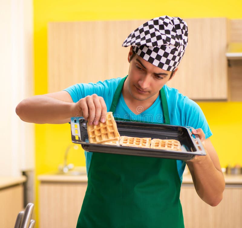 The Man Cook Preparing Cake in Kitchen at Home Stock Image - Image of ...