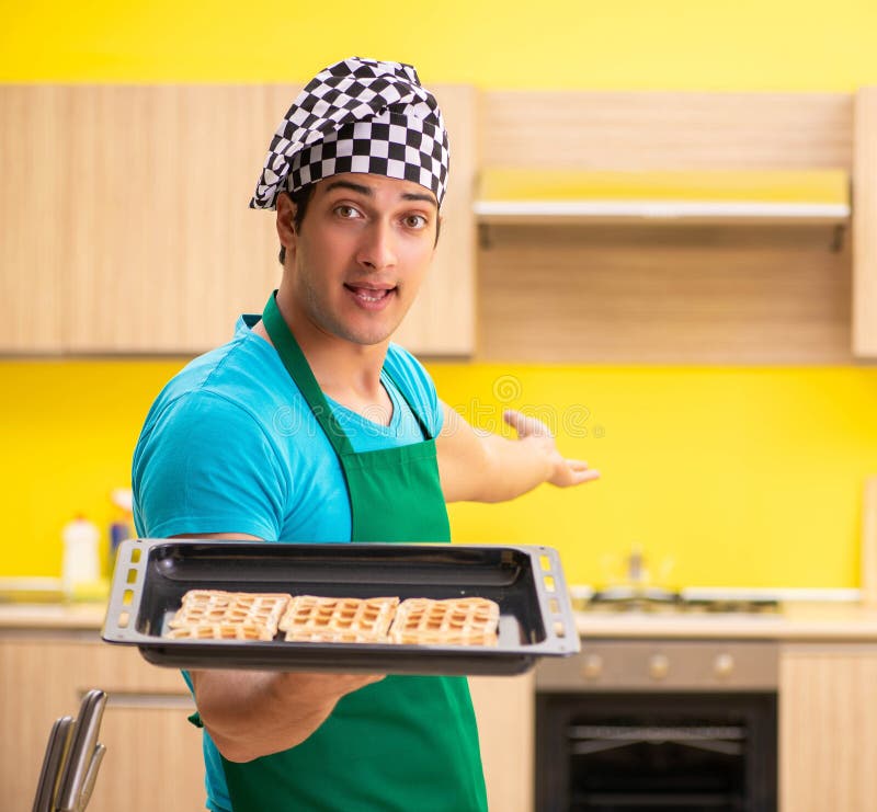 Man Cook Preparing Cake in Kitchen at Home Stock Photo - Image of ...