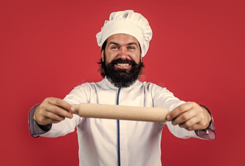 Man Cook Using Wooden Rolling Pin Utensils Stock Photos - Free ...