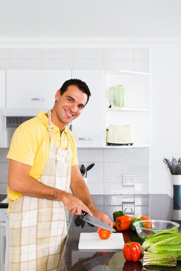 Man cooking stock image. Image of asparagus, inside, cheerful - 12821029