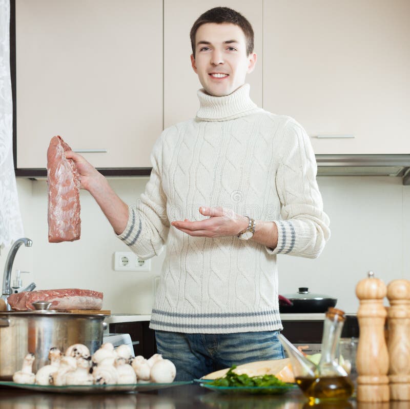 Man Cooking French-style Meat Stock Image - Image of orlov, prince ...