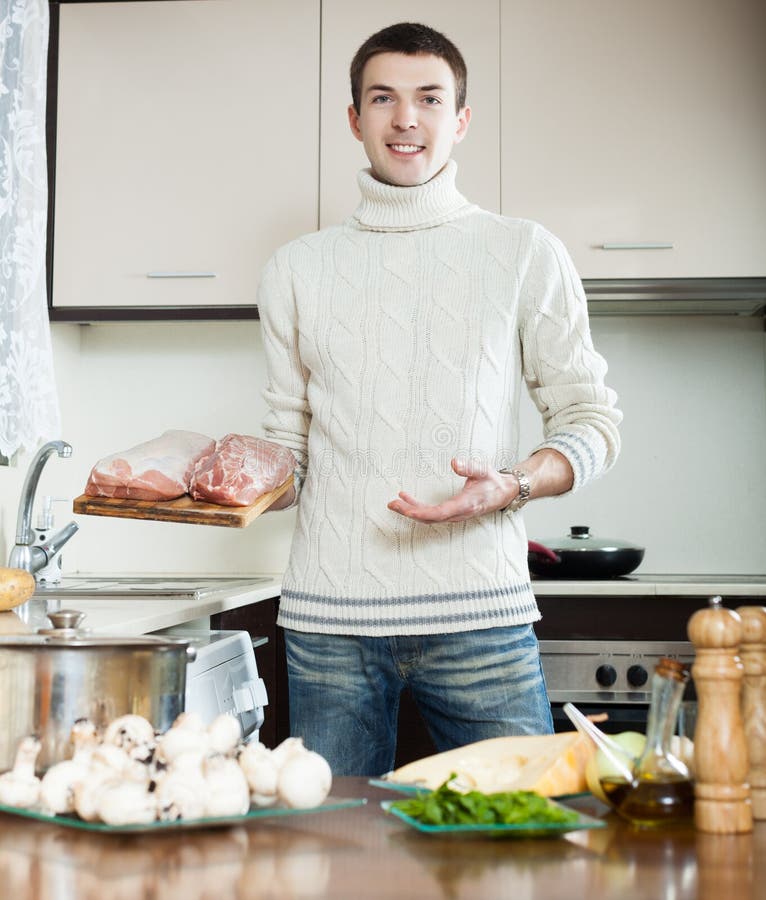 Guy Cooking French-style Meat Stock Image - Image of potato ...
