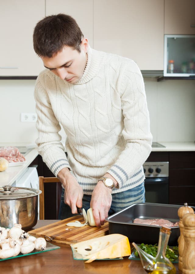 Guy Cooking French-style Meat Stock Image - Image of potato ...