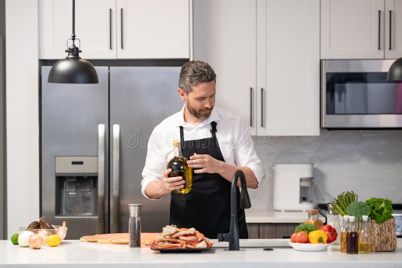 Man Cooking Healthy Food in the Restaurant Kitchen Stock Photo - Image ...