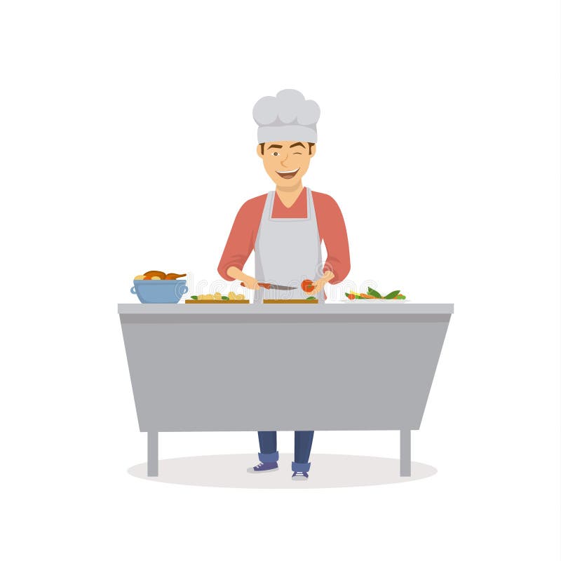 Man Cooking in the Kitchen Isolated Vector Cartoon Stock Vector ...