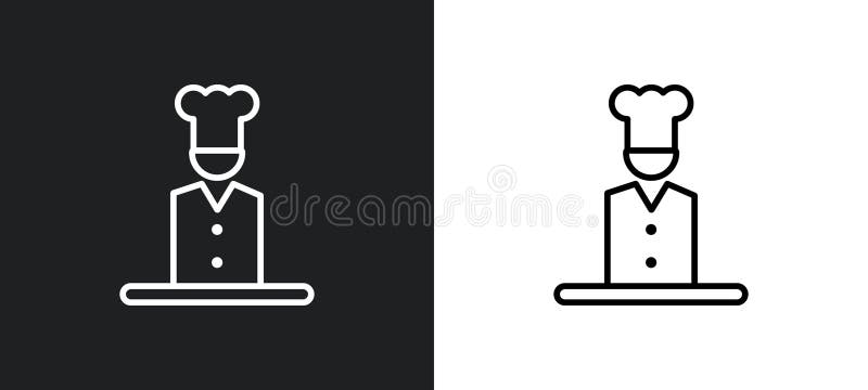 Man Cooking Outline Icon in White and Black Colors. Man Cooking Flat ...