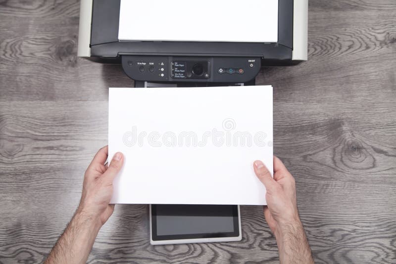 Man Copying and Scanning Documents in Office Stock Photo - Image of ...