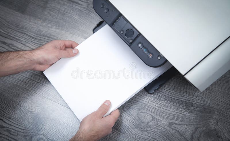 Man Copying and Scanning Documents in Office Stock Photo - Image of ...
